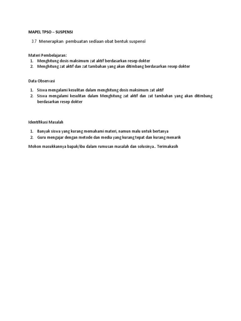 Identifikasi Masalah Rpp1 | PDF