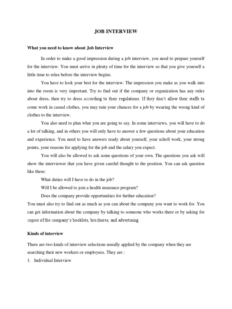 JOB INTERVIEW For Accounting | PDF | Job Interview | Working Time