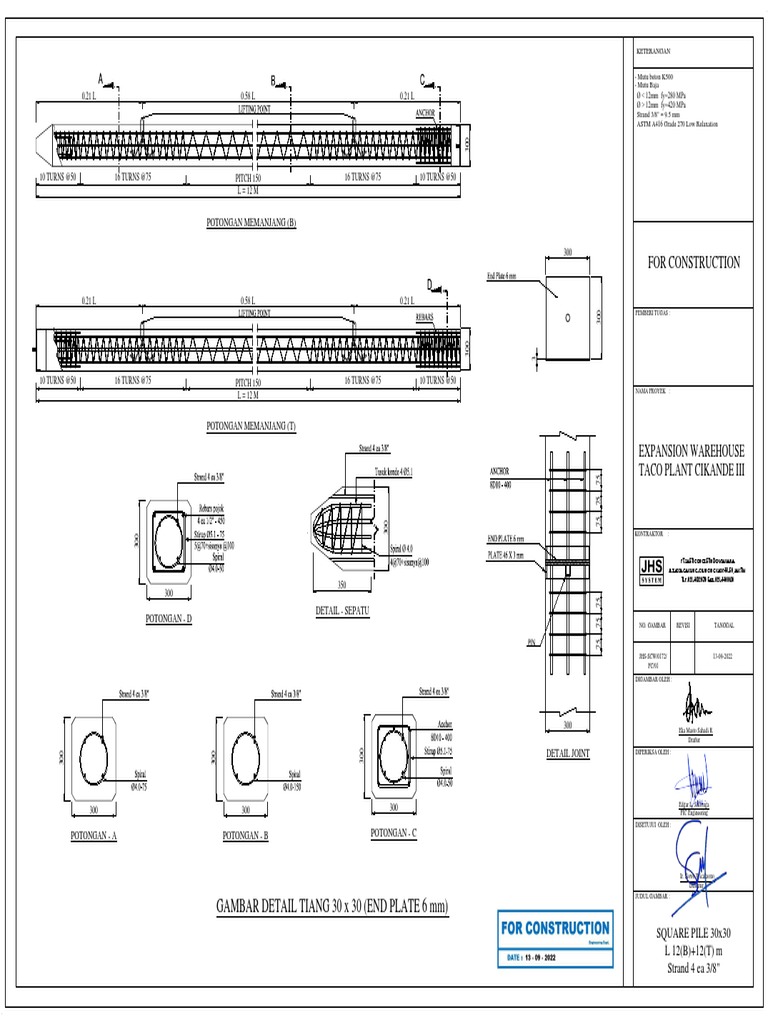 FC 01 SQ 30x30 L 12 (B) + 12 (T) M Strand 4 Ea 3.8 K500 JE 6 MM Angkur 8D10-400-Model | PDF