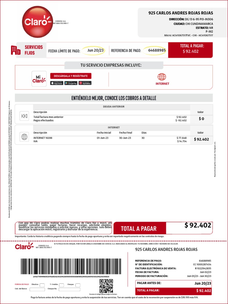 Factura Claro Internet Market Junio | PDF | Factura | Business