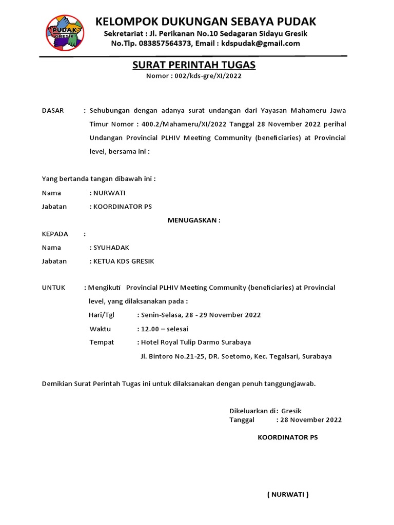 Surat Tugas Gresik | PDF