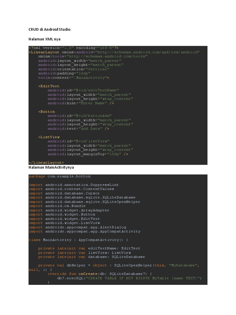 Cara Membuat Aplikasi Crud Dengan Android Studio Mobile Lege Cara Membuat Aplikasi Crud Dengan Android Studio Mobile Lege