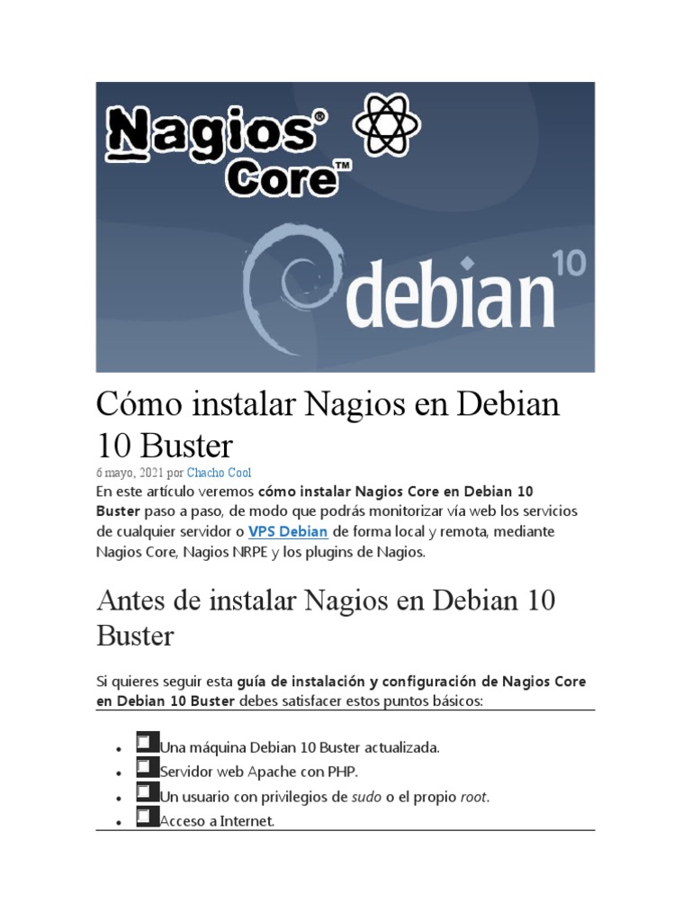 Cómo Instalar Nagios en Debian 10 Buster | PDF | Contraseña | Servidor HTTP Apache