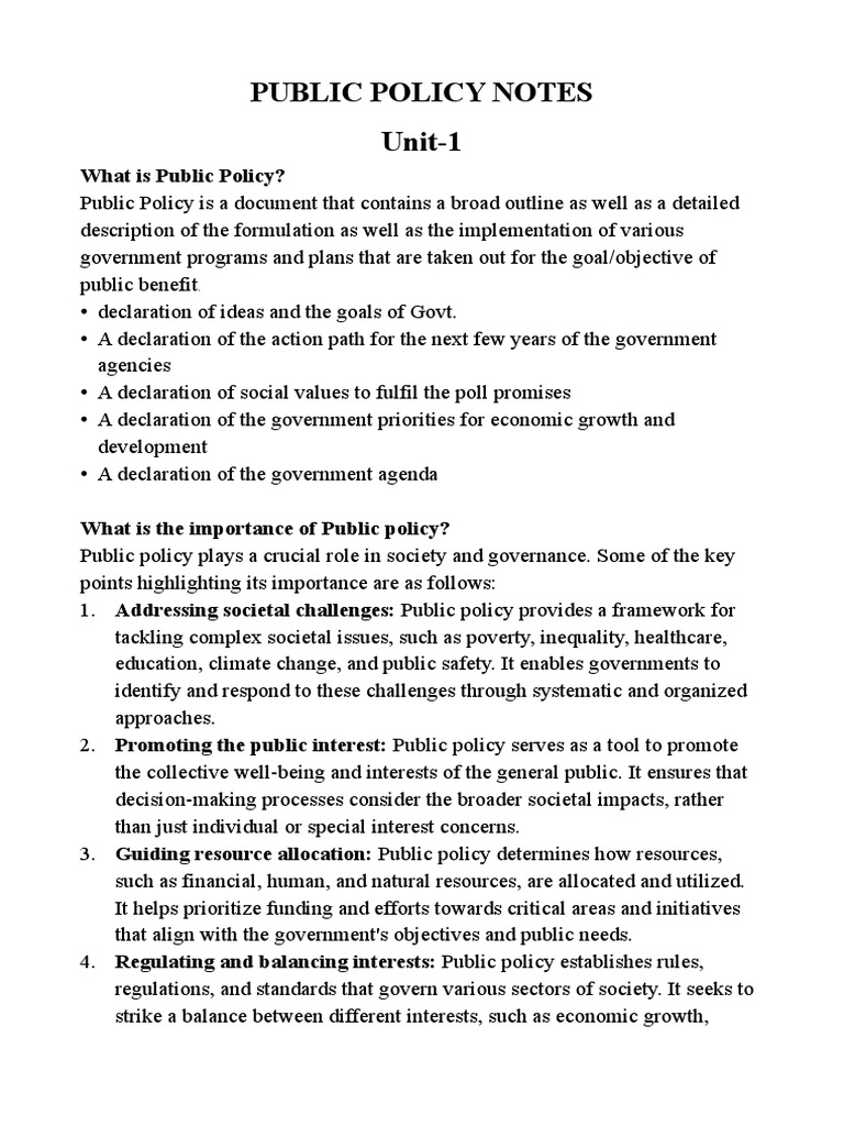Public Policy Notes | PDF