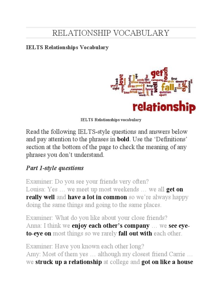 Relationship Vocab | PDF