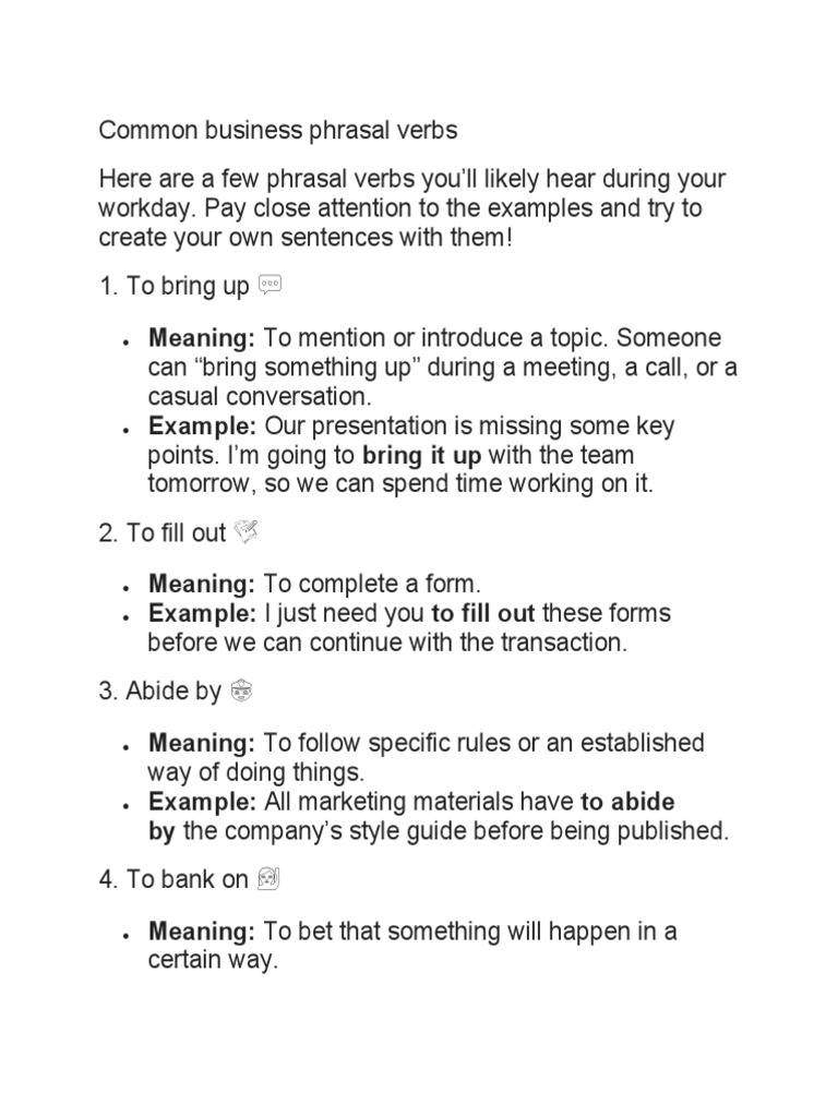 Business Phrasal Verbs Guide | PDF