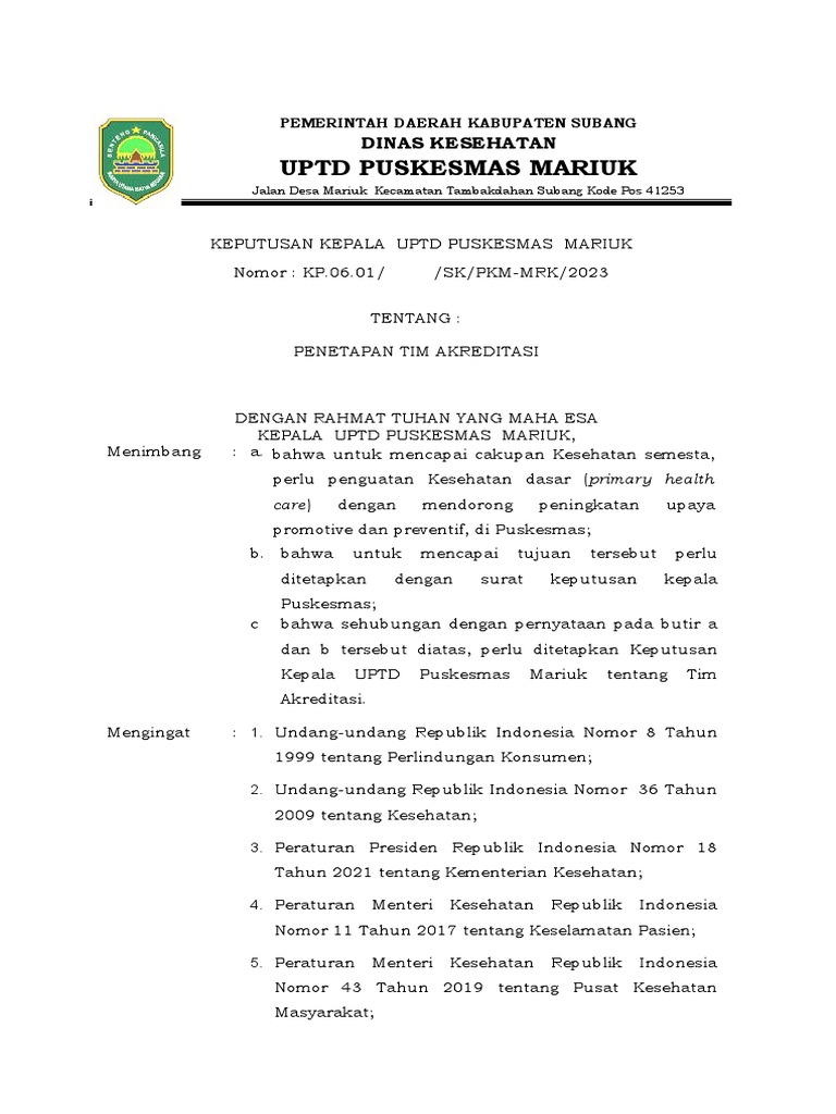 SK TIM Akreditasi REV | PDF