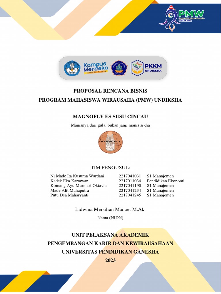 Magnofly Es Susu Cincau - Proposal PMW Undiksha 2023 | PDF