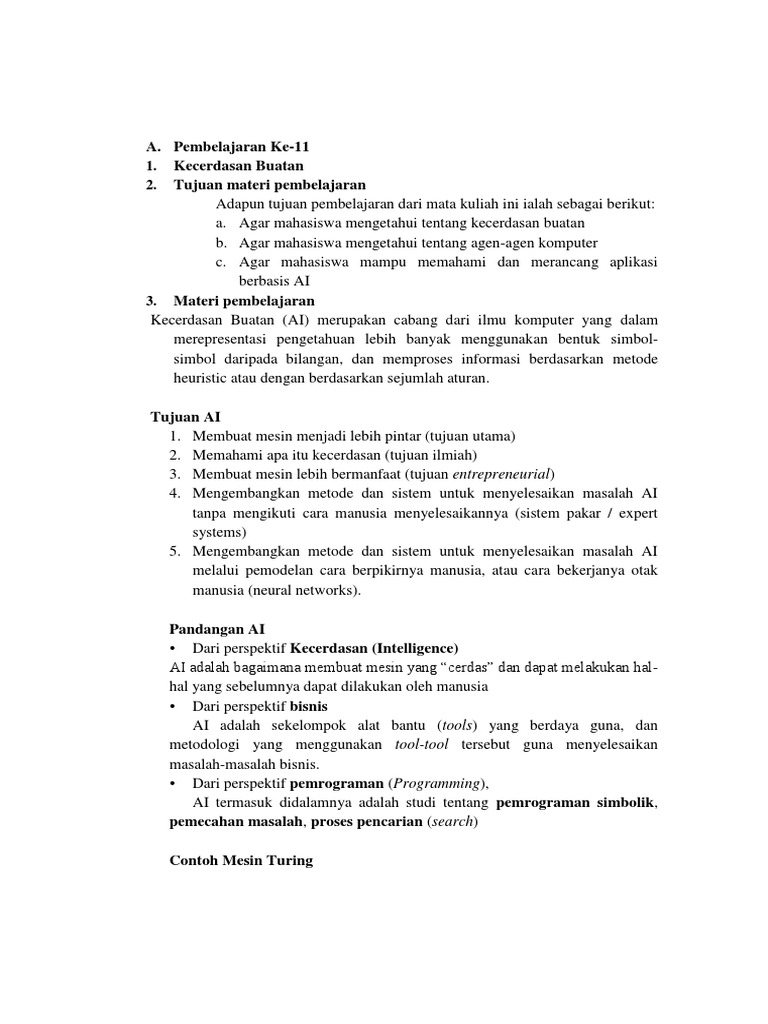 Pertemuan 11- Kecerdasan Buatan | PDF