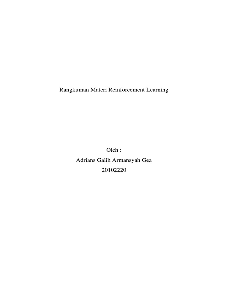 Rangkuman Materi Reinforcement Learning | PDF