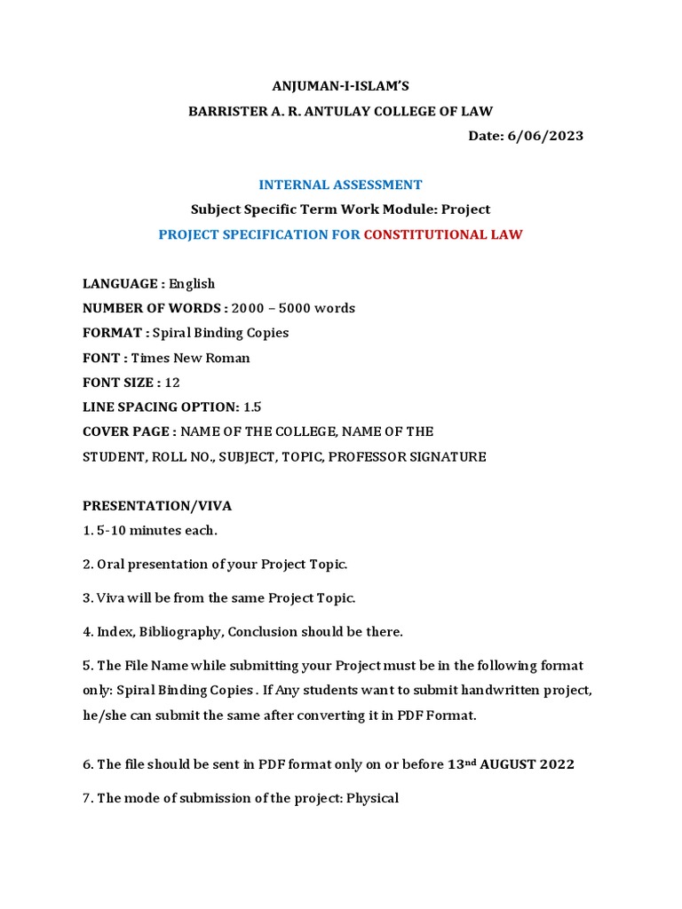 F Y LLB - Constitutional Law - Project List - 2023 | PDF | Justice ...
