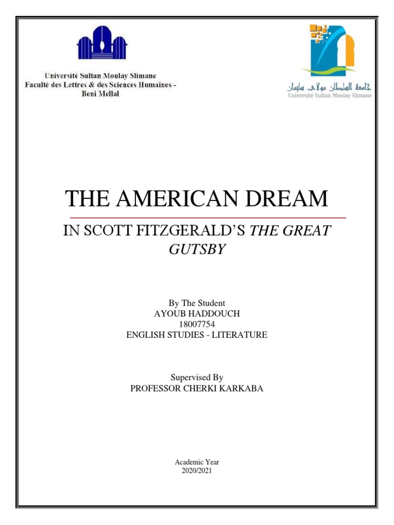 The American Dream in Scott Fitzgerald's The Great Gutsby | PDF | The ...