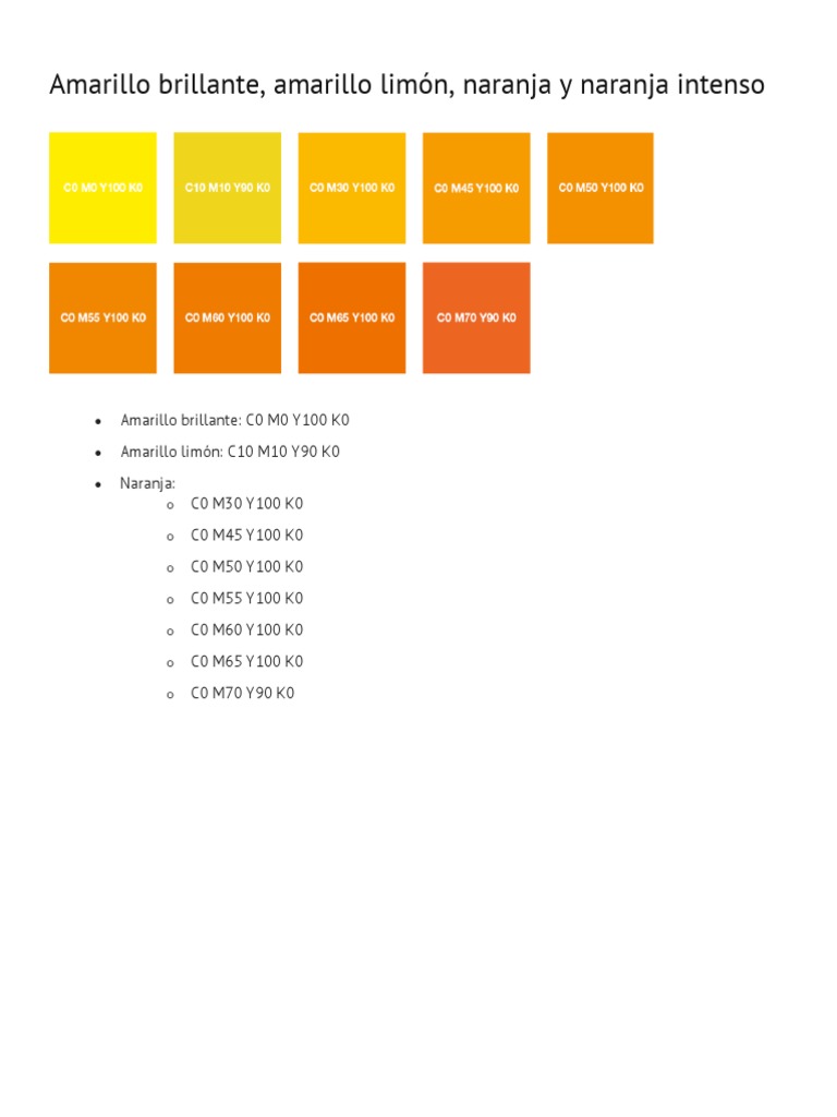 Códigos de colores CMYK esenciales | PDF | Deportes y actividades al ...