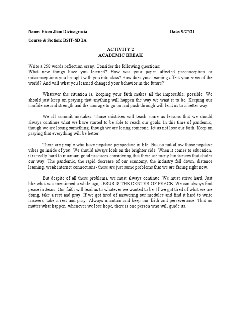 Academic Break | PDF