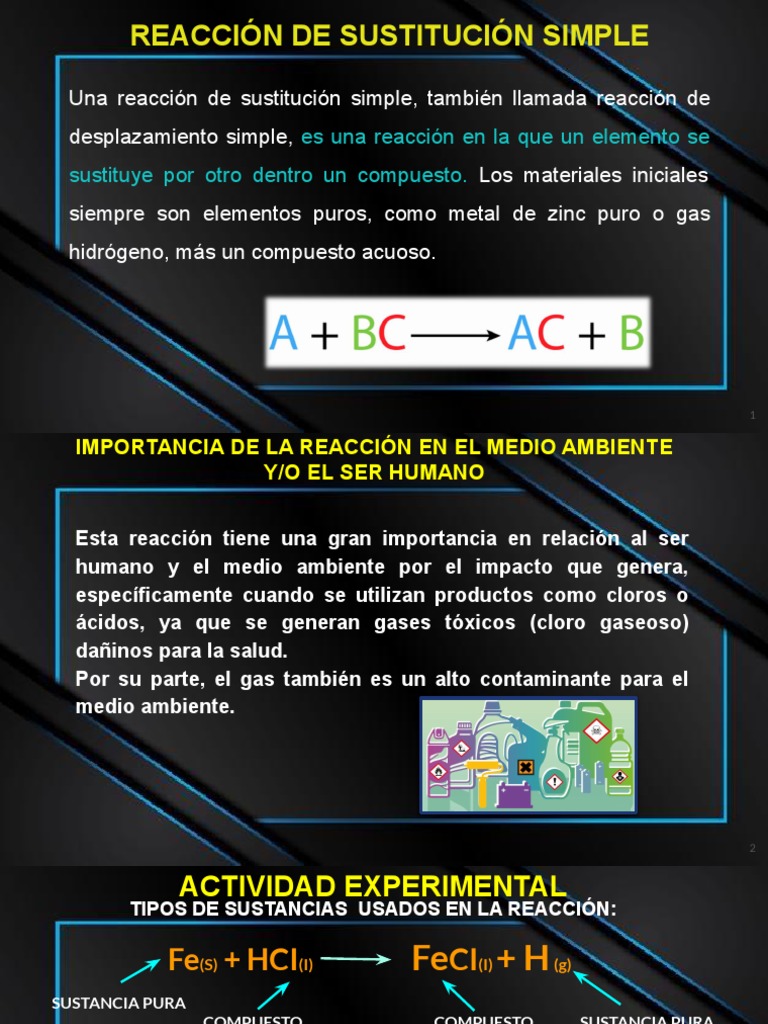 Reaccion de Sustitucion Simple | PDF | Cloro | Química