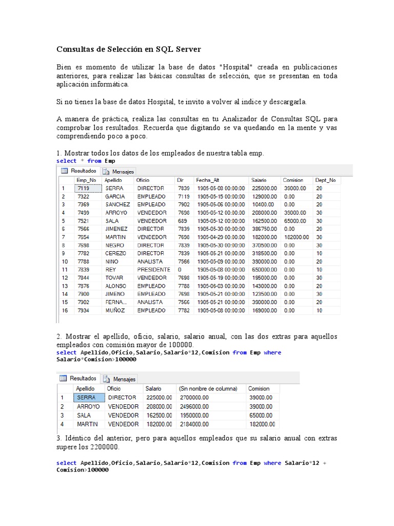 EJERCICIOS 10 SQL - Mallqui | PDF | SQL