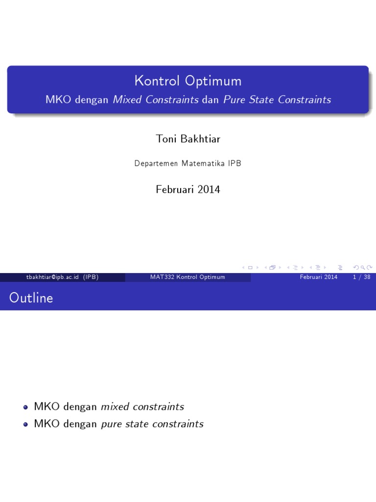 Adoc - Pub Kontrol Optimum Mko Dengan Mixed Constraints Dan P | PDF