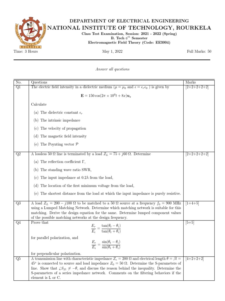 EE3004 | PDF | Electrical Impedance | Electrical Engineering