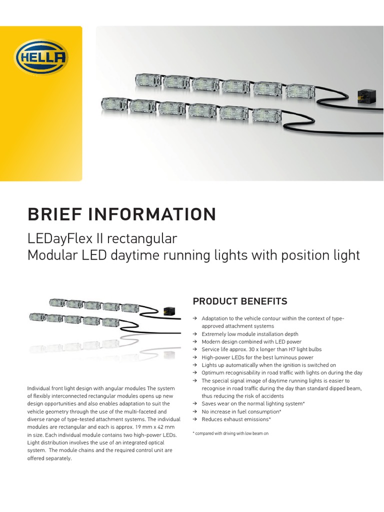 572 Hella LEDayFlex II Eckig KI EN | PDF | Light Emitting Diode | Modularity