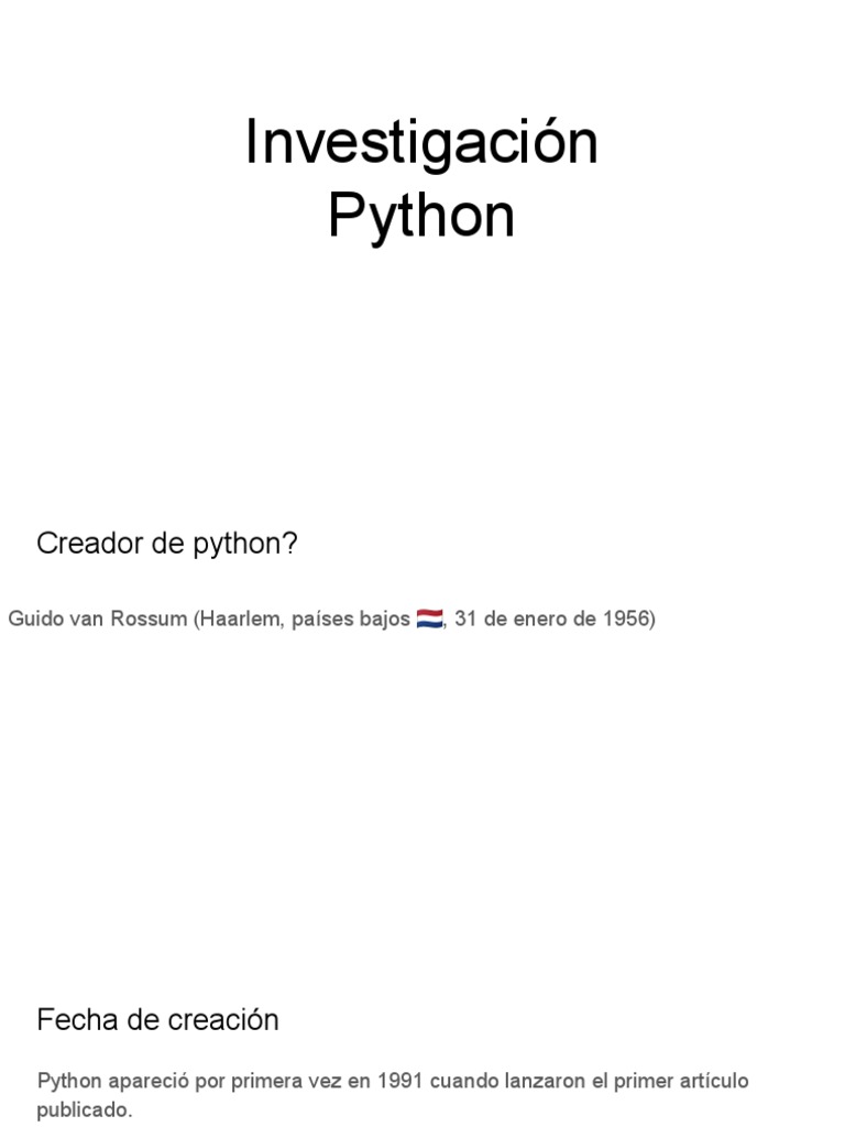 Python: Historia, Características y Usos | PDF | Python (lenguaje de ...