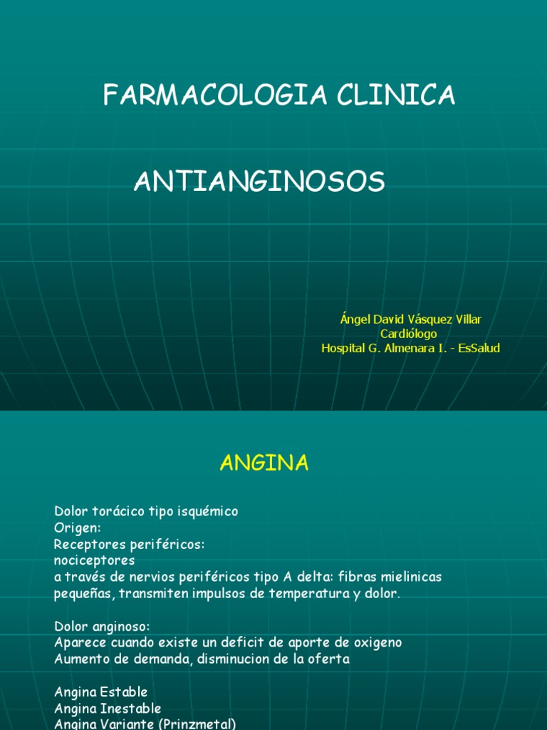 Farmacos Antianginosos | PDF | Angina de pecho | Dolor