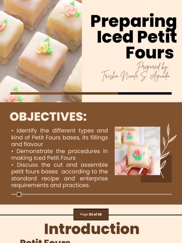 Preparing Iced Petit Fours | PDF | Cakes | Confectionery