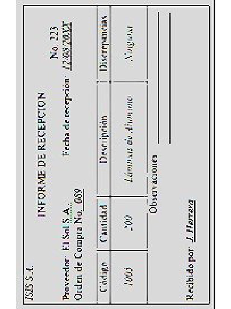 Informe de Recepción. | PDF