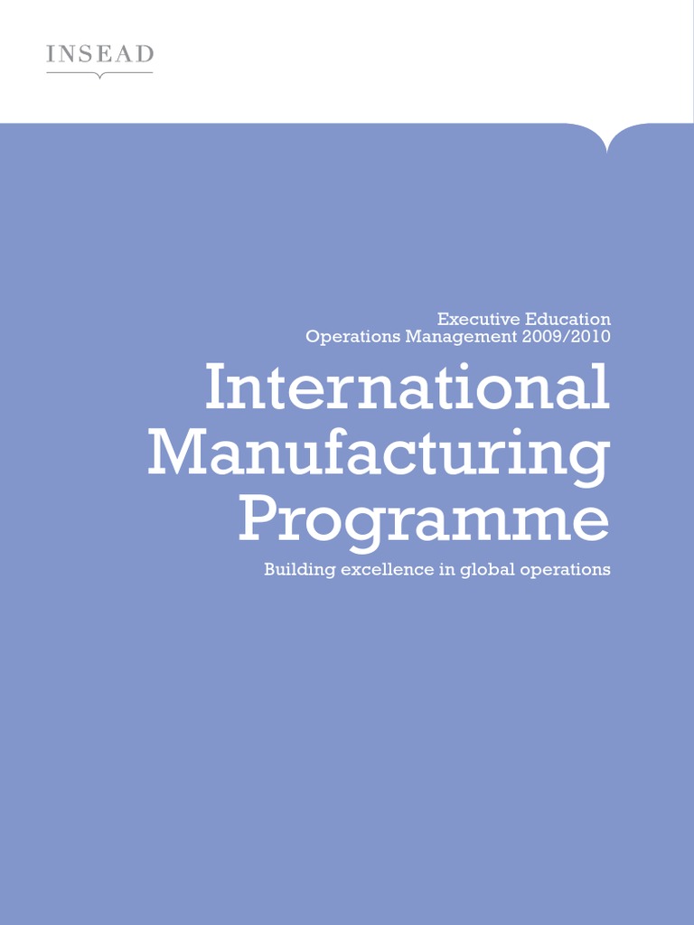 Insead Imp | PDF | Supply Chain | Lean Manufacturing