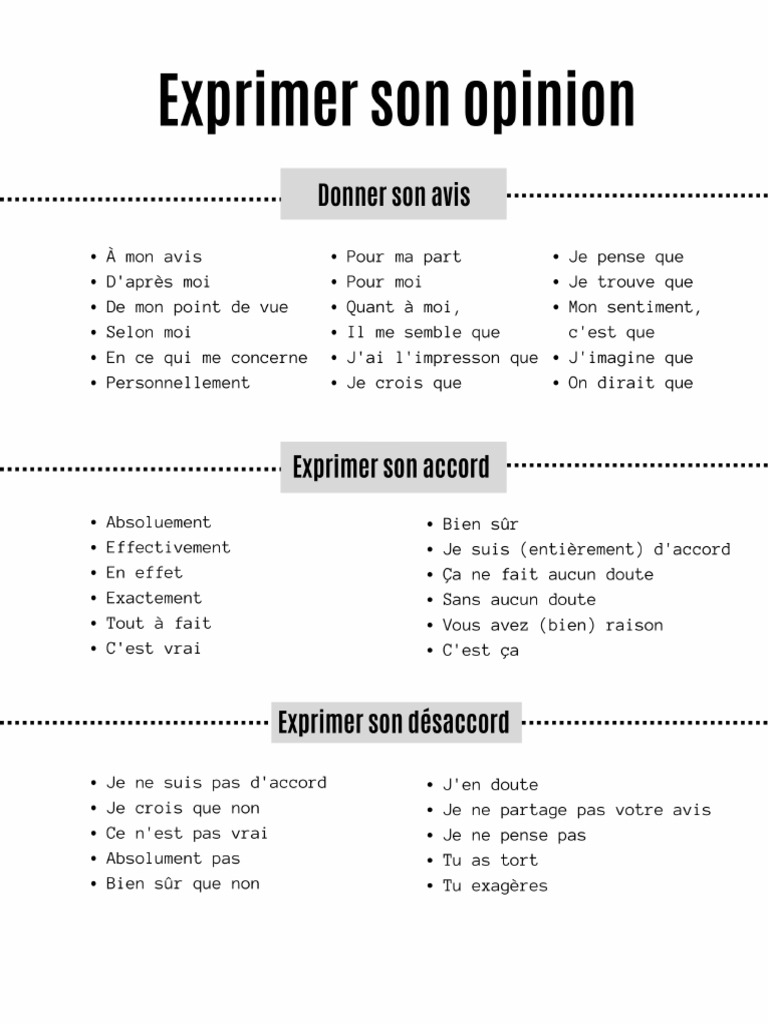 Exprimer son opinion | PDF