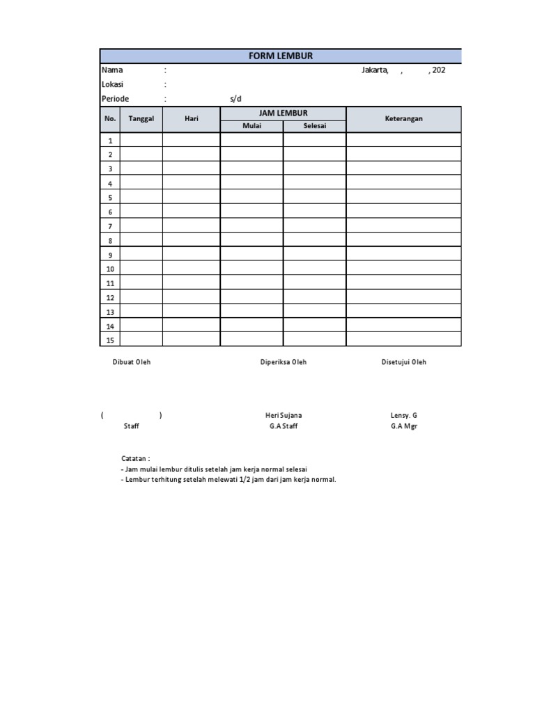 Form Lembur | PDF