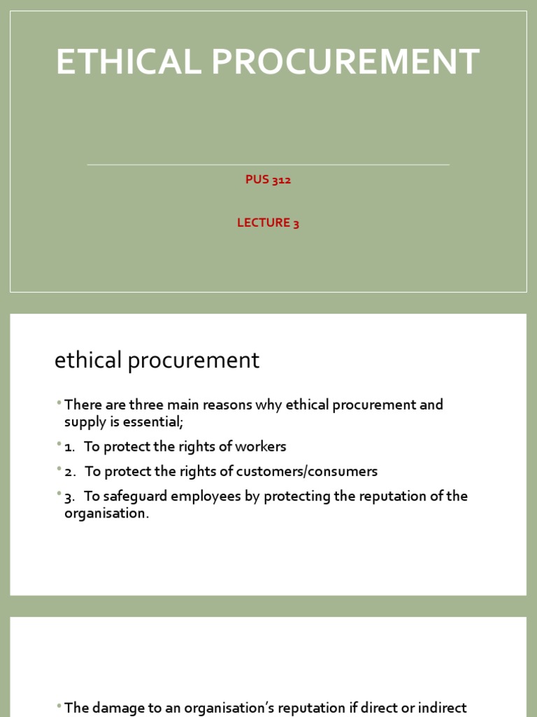 Ethical Procurement Lecture 3 | PDF | Procurement | Whistleblower