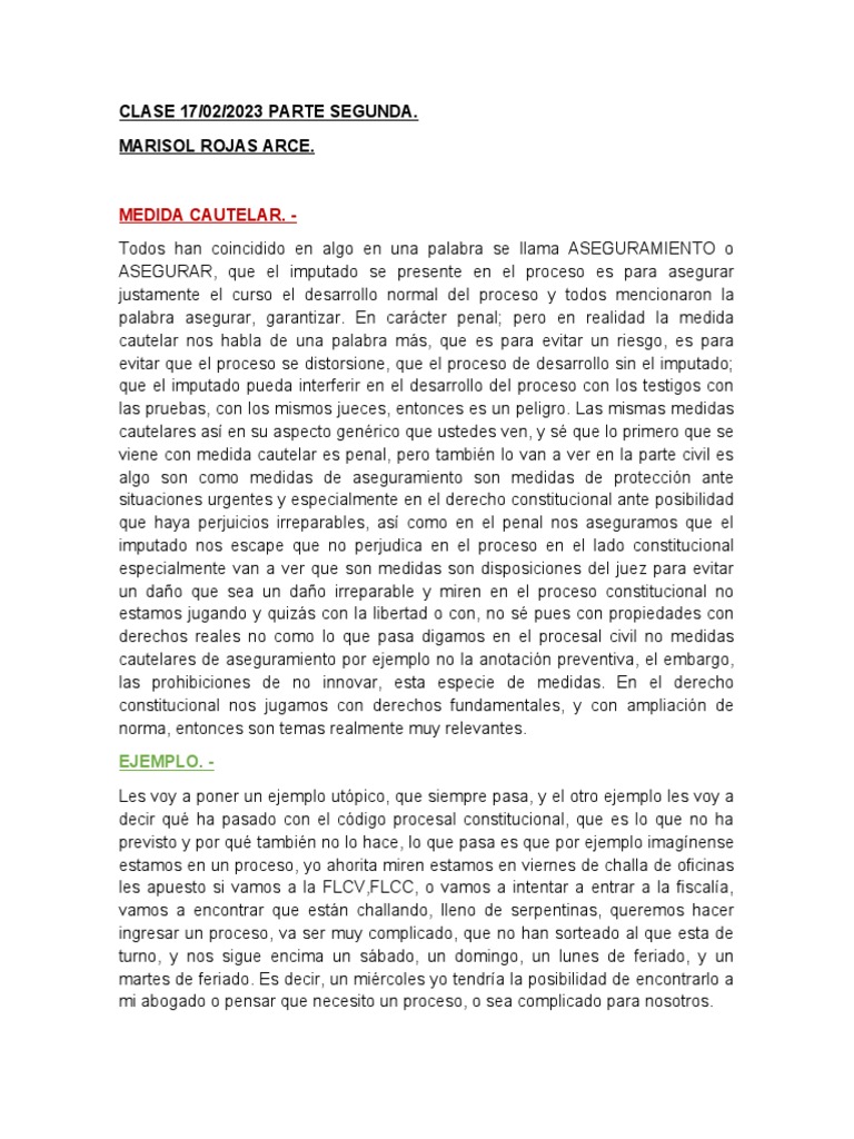 Clase 17 de Febrero 2023 Parte Segunda. Marisol Rojas Arce | PDF ...