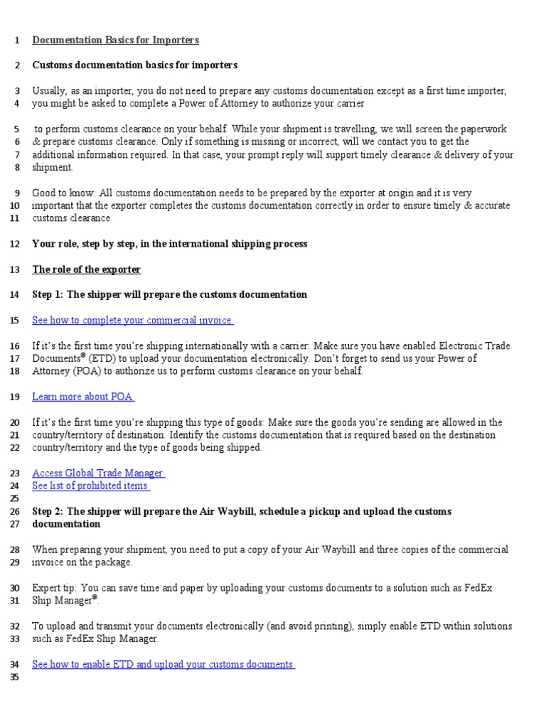 Basic User Guide For Importers | PDF | Customs | Freight Transport