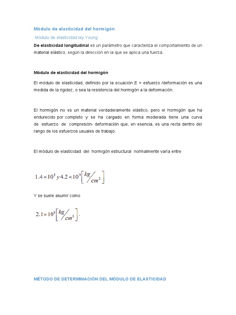 Modulo de Elasticidad Del Hormigón WP | PDF | Deformación (ingeniería ...