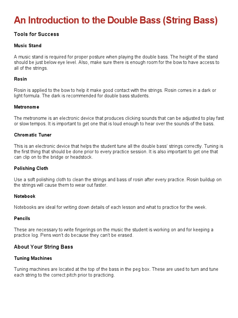 An Introduction To The Double Bass | PDF | Double Bass | String Instruments