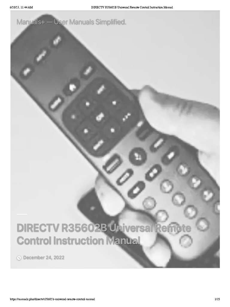 DIRECTV R35602B Universal Remote Control Instruction Manual | PDF