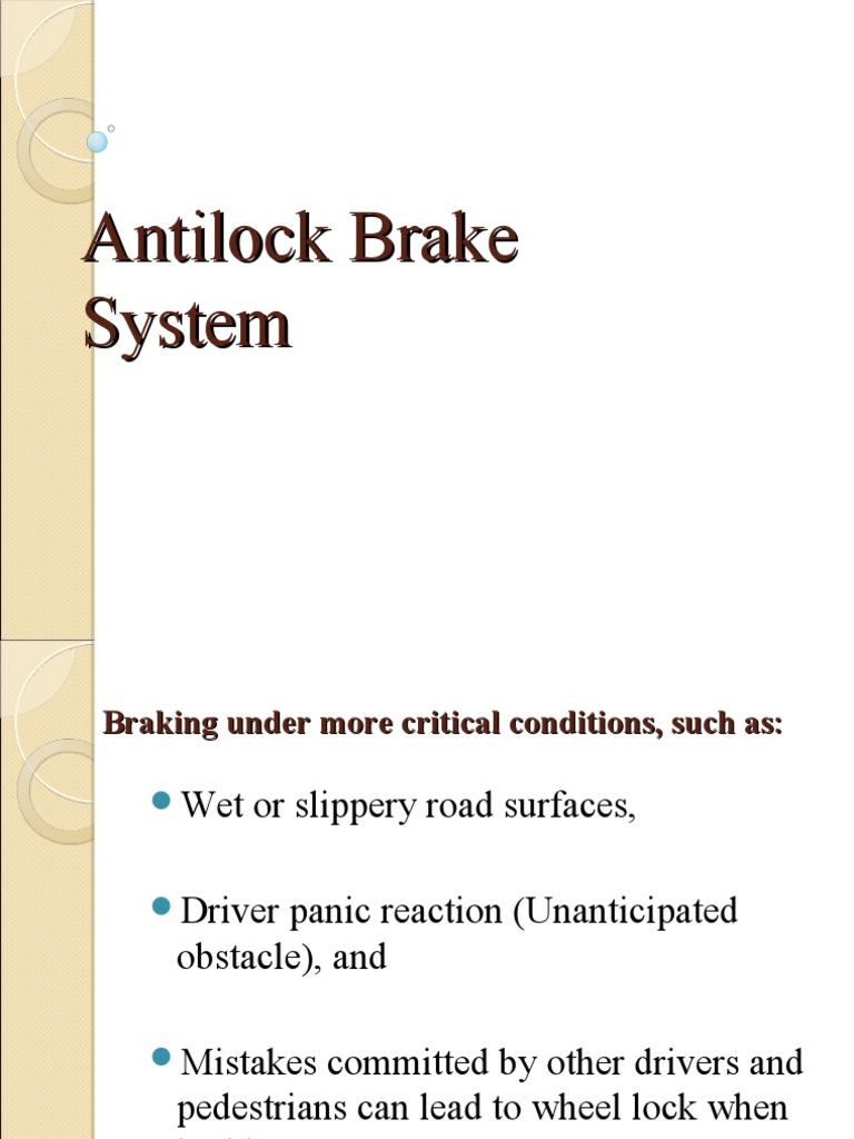 Understanding Antilock Brake Systems (ABS) | PDF | Anti Lock Braking ...