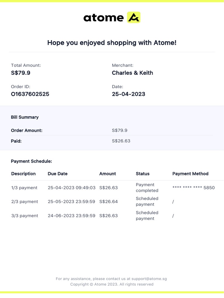 Atome E-Receipt O1637602525 | PDF