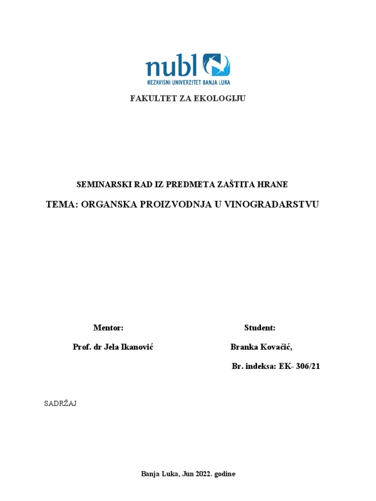 Organska Proizvodnja U Vinogradarstvu | PDF