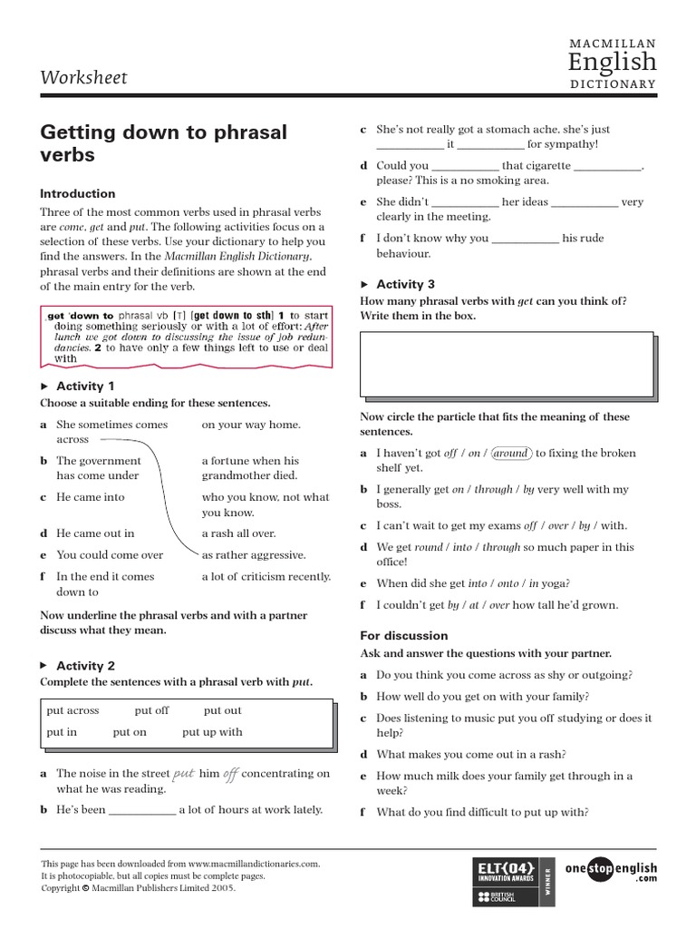 Getting Down To Phrasal Verbs | PDF