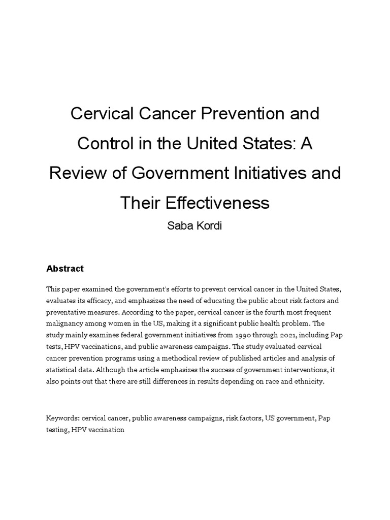 Cervical Cancer | PDF | Cervical Cancer | Preventive Healthcare