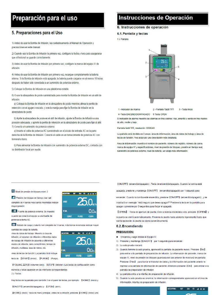 Guia Rapida Bomba de Infusion Medcaptain | PDF