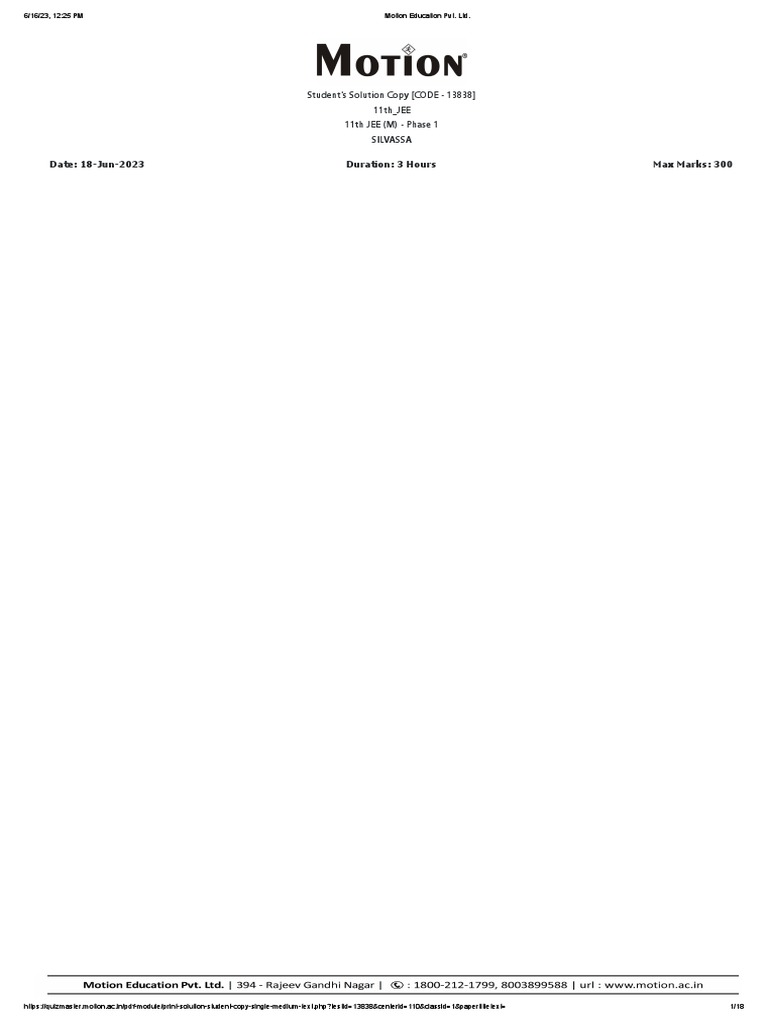 11th JEE Motion Solution | PDF | Radioactive Decay | Physics