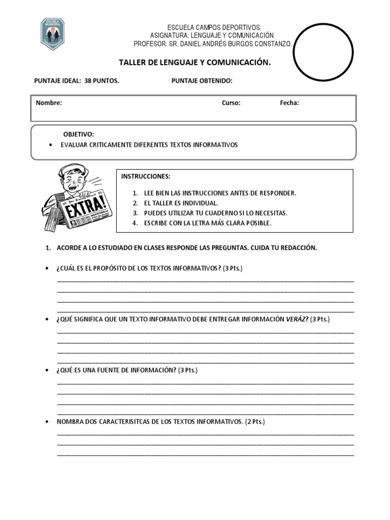 Taller Textos Informativos | PDF | Comunicación | Cognición