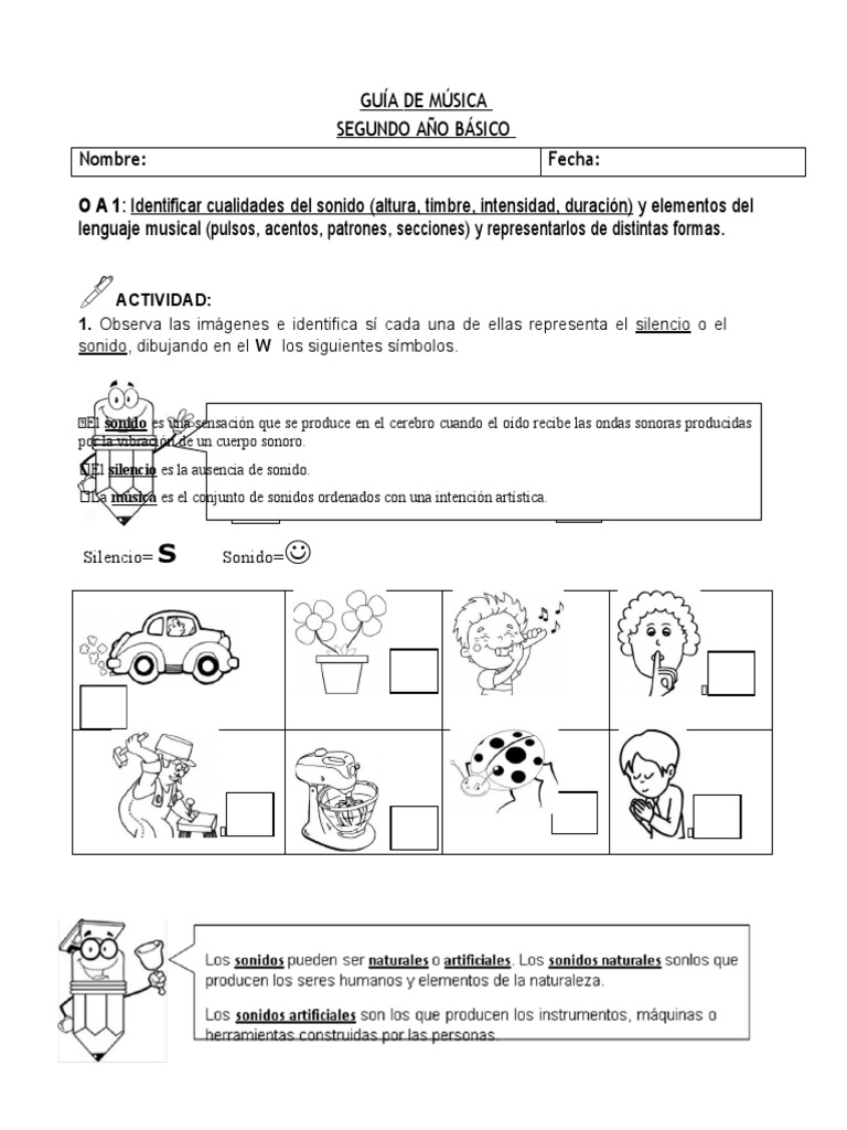 Actividades sobre el sonido para 2° básico | PDF | Sonido | Qualia