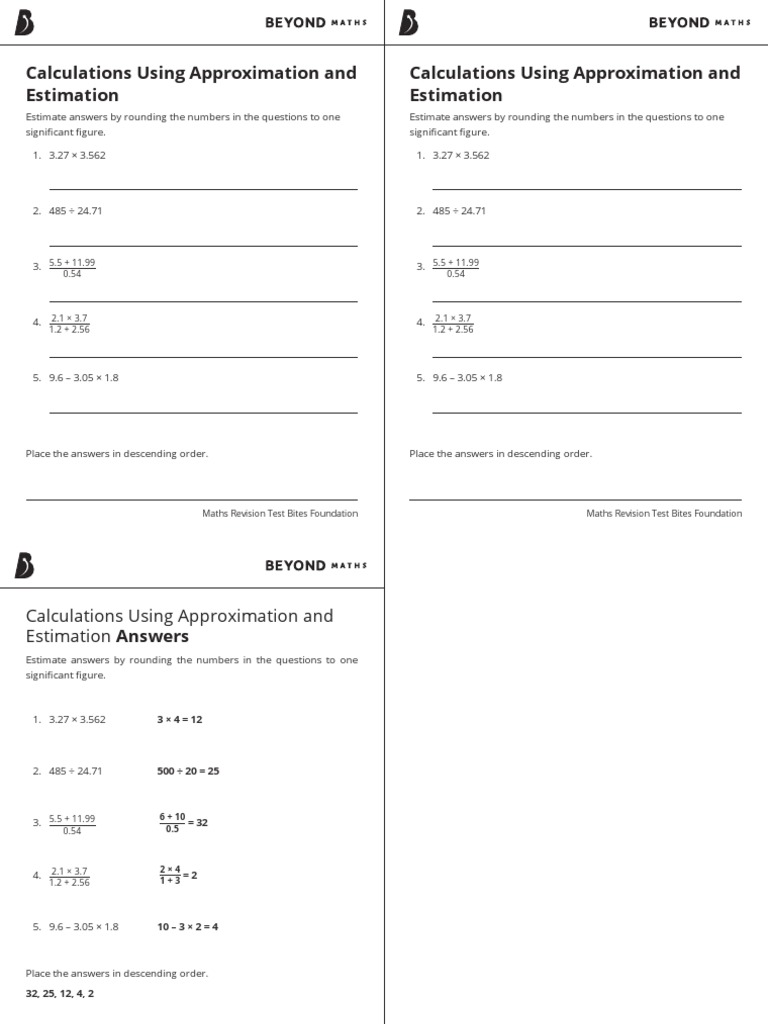 7 Calculations Using Approximation and Estimation | PDF
