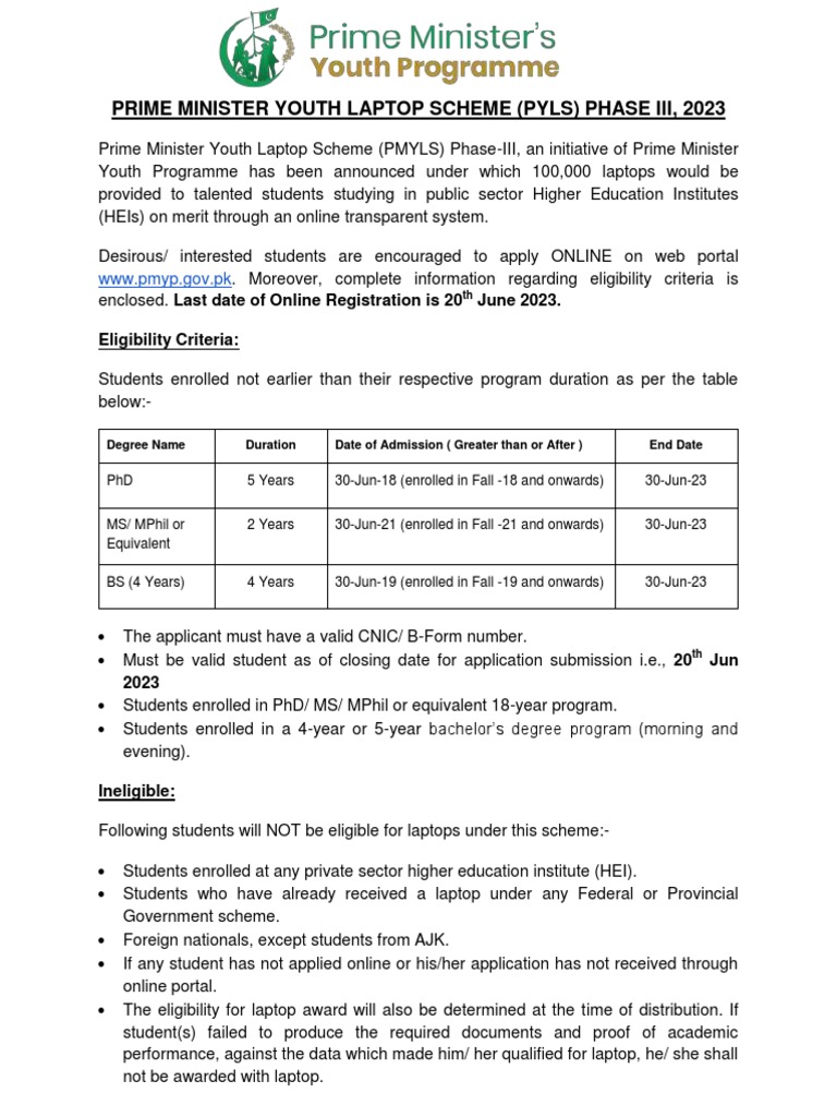 PM Youth Laptop Scheme (PMYLS) | PDF | Doctor Of Philosophy | Academic ...