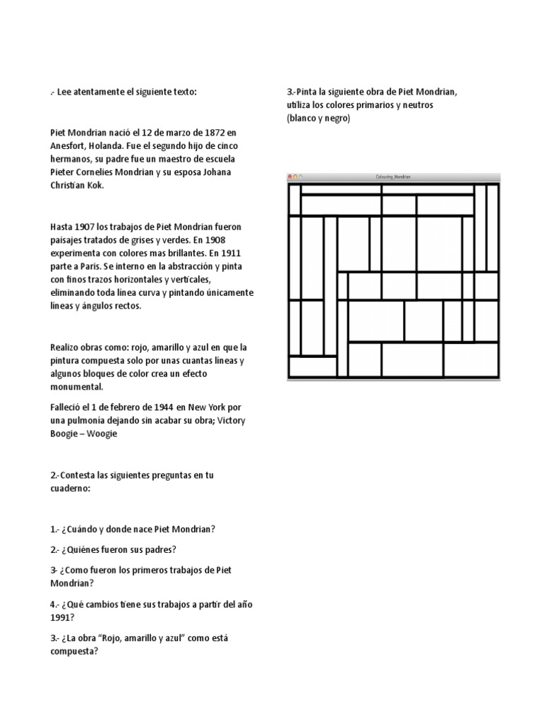 Biografía y actividades de Piet Mondrian | PDF