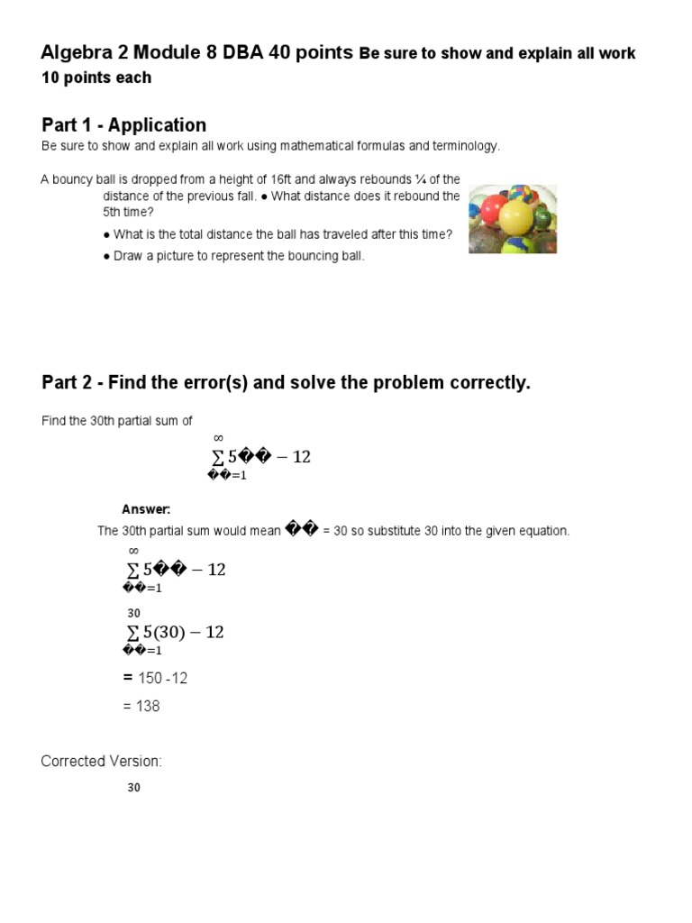 Algebra 2 OL Module 8 DBA | PDF | Mathematics | Theoretical Computer ...