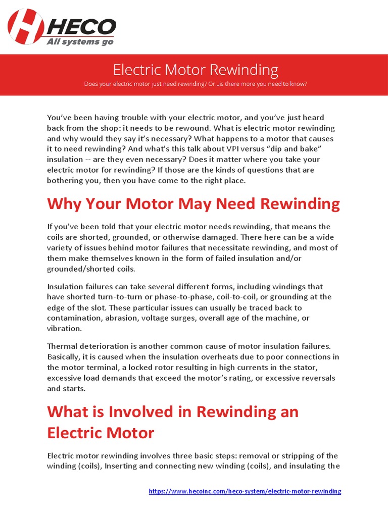 Electric Motor Rewinding | PDF | Electric Motor | Insulator (Electricity)